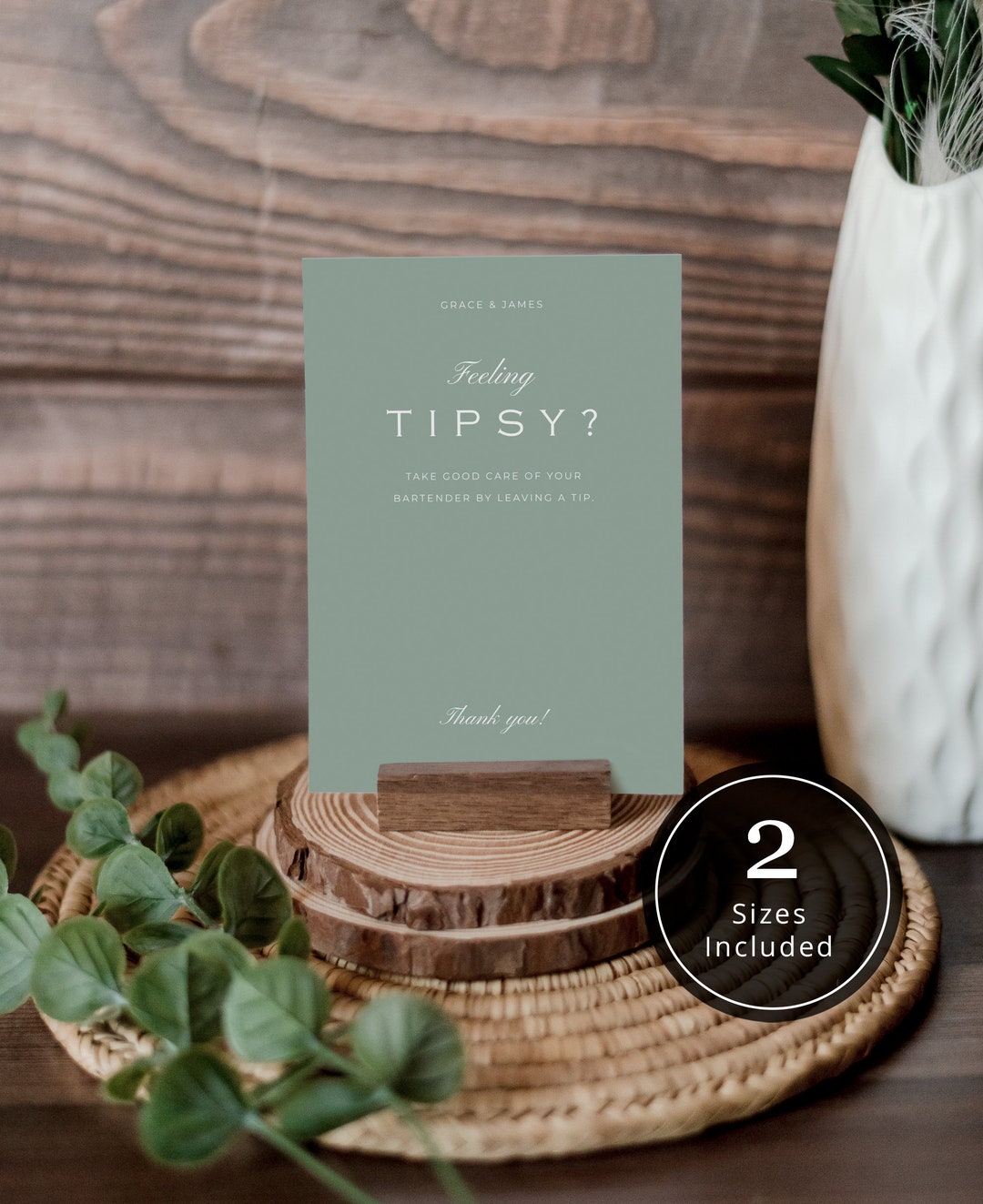 Tip Your Bartender Wedding Sign Template | Feeling Tipsy Sign for Bar ...