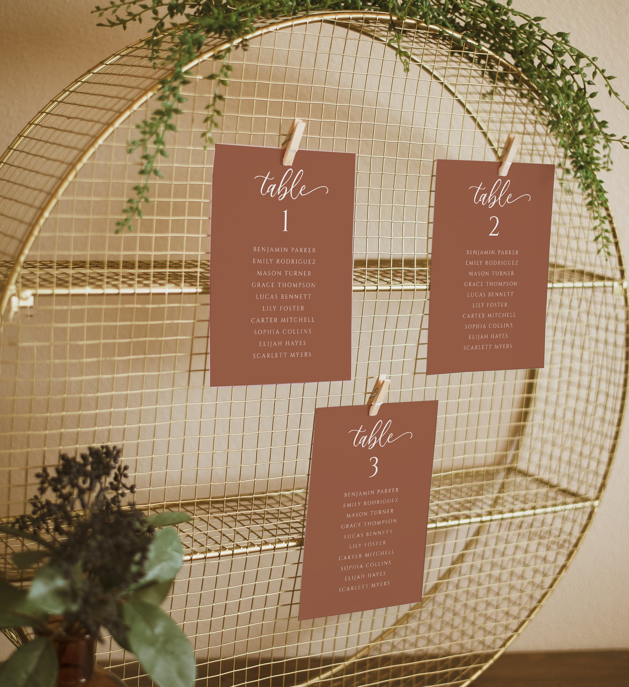 Wedding Seating Chart Template Terracotta | Wedding Table Seating Chart ...