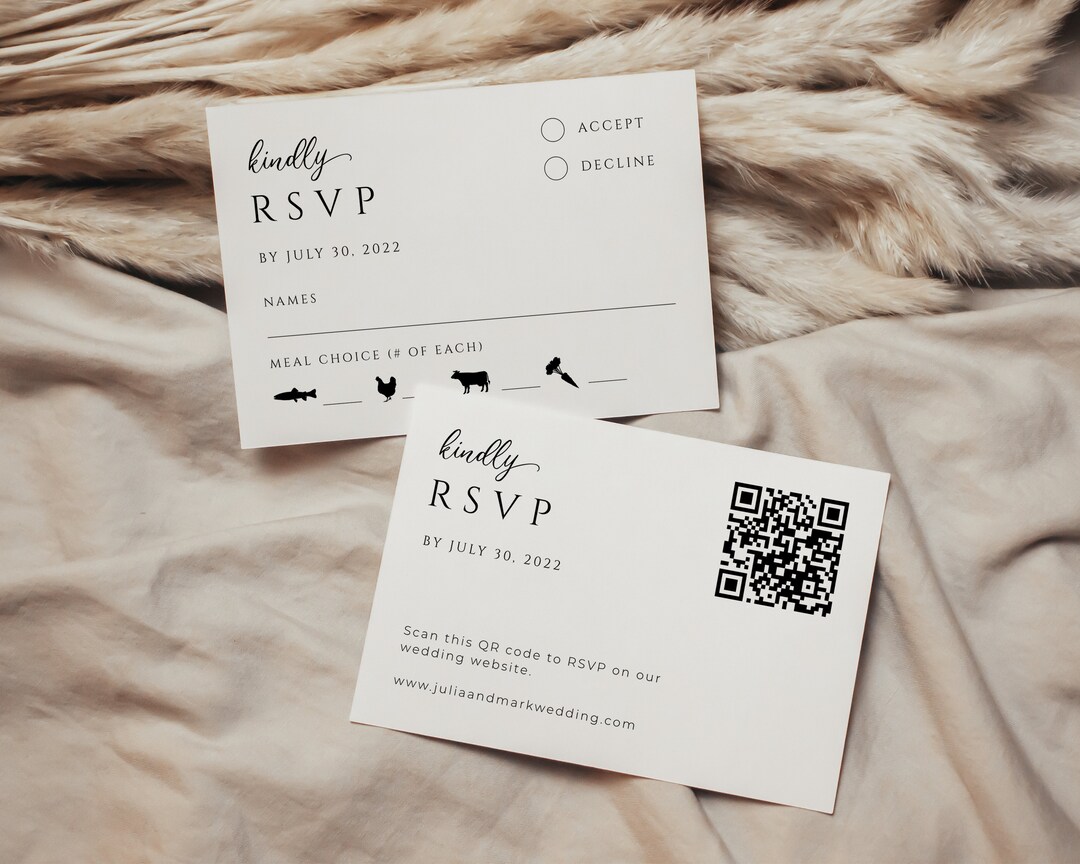 RSVP Card With Food Choices | RSVP Meal Choice Icons | Printable RSVP ...