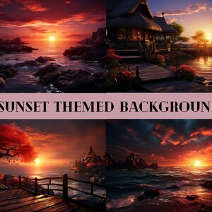 Sunset Digital Backdrop, Sunset Theme, Landscape Backdrop, Sky Backdrop ...