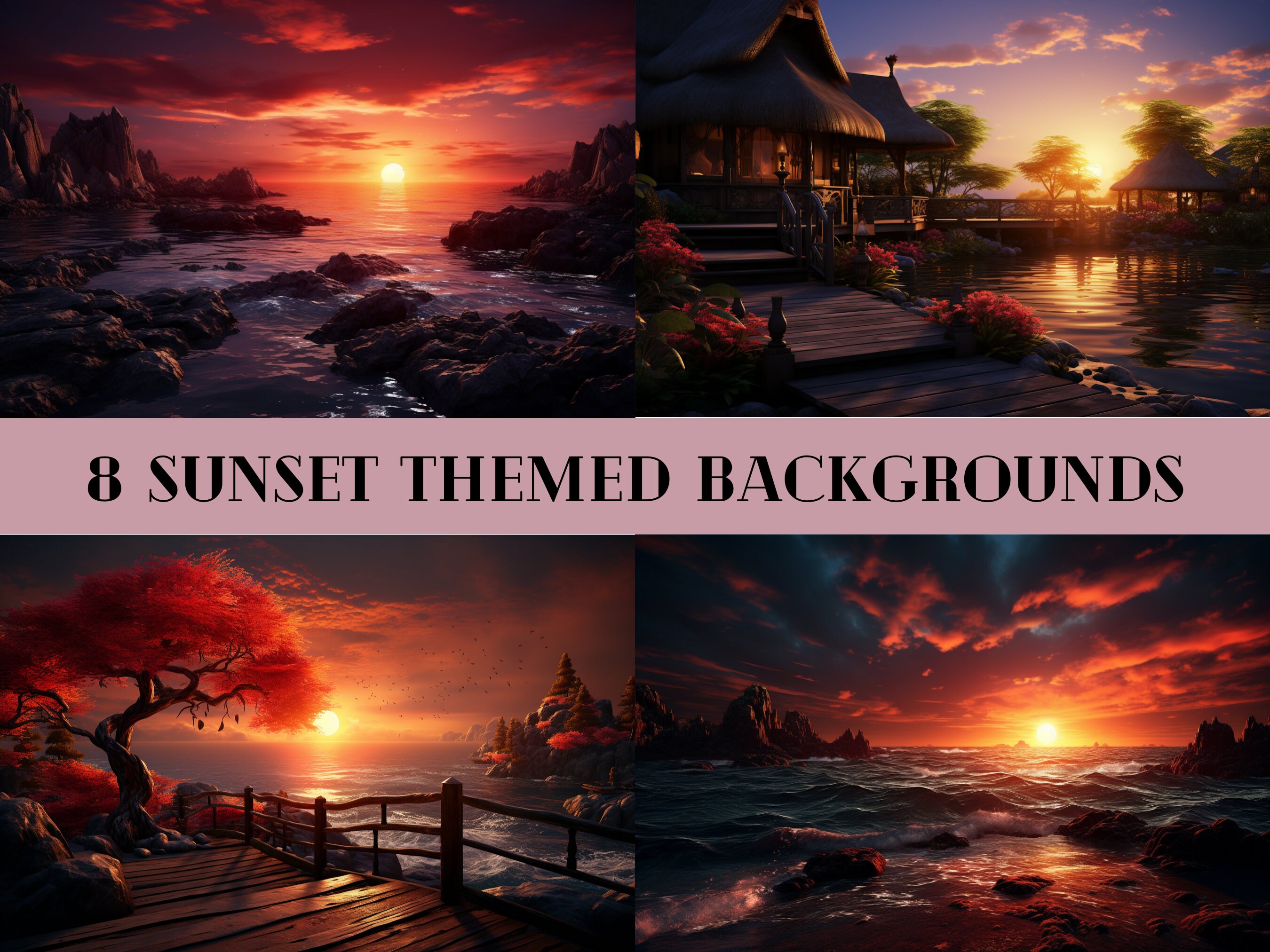 Sunset Digital Backdrop, Sunset Theme, Landscape Backdrop, Sky Backdrop ...