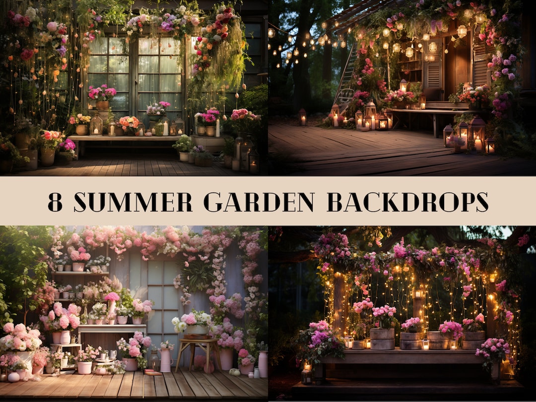 Summer Garden Digital Backdrop, Summer Theme, Garden Theme, Garden ...
