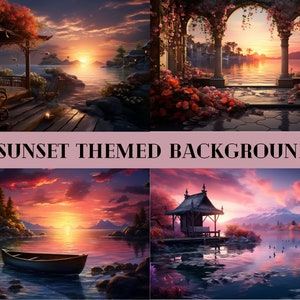 Sunset Digital Backdrop, Sunset Theme, Landscape Backdrop, Sky Backdrop ...