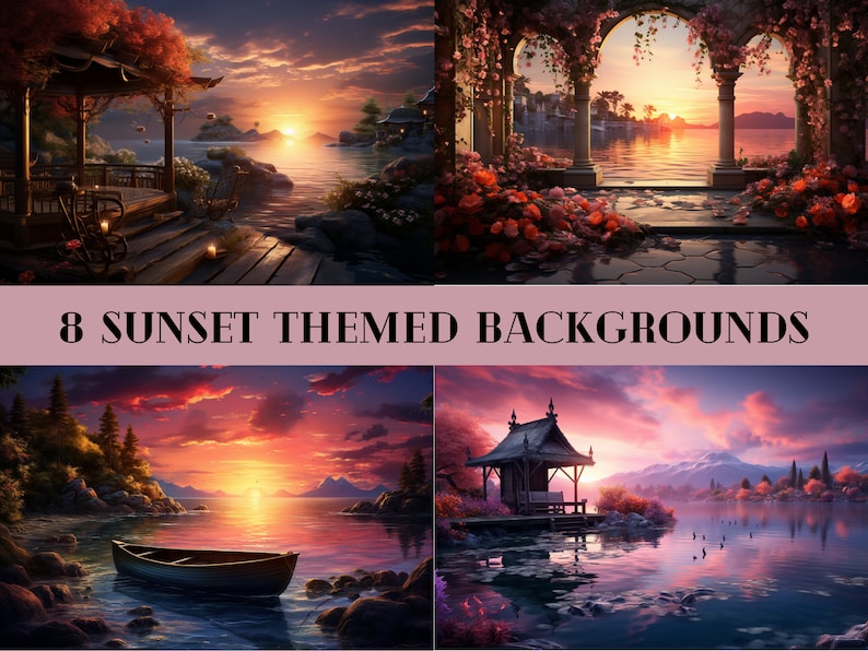 Sunset Digital Backdrop, Sunset Theme, Landscape Backdrop, Sky Backdrop ...