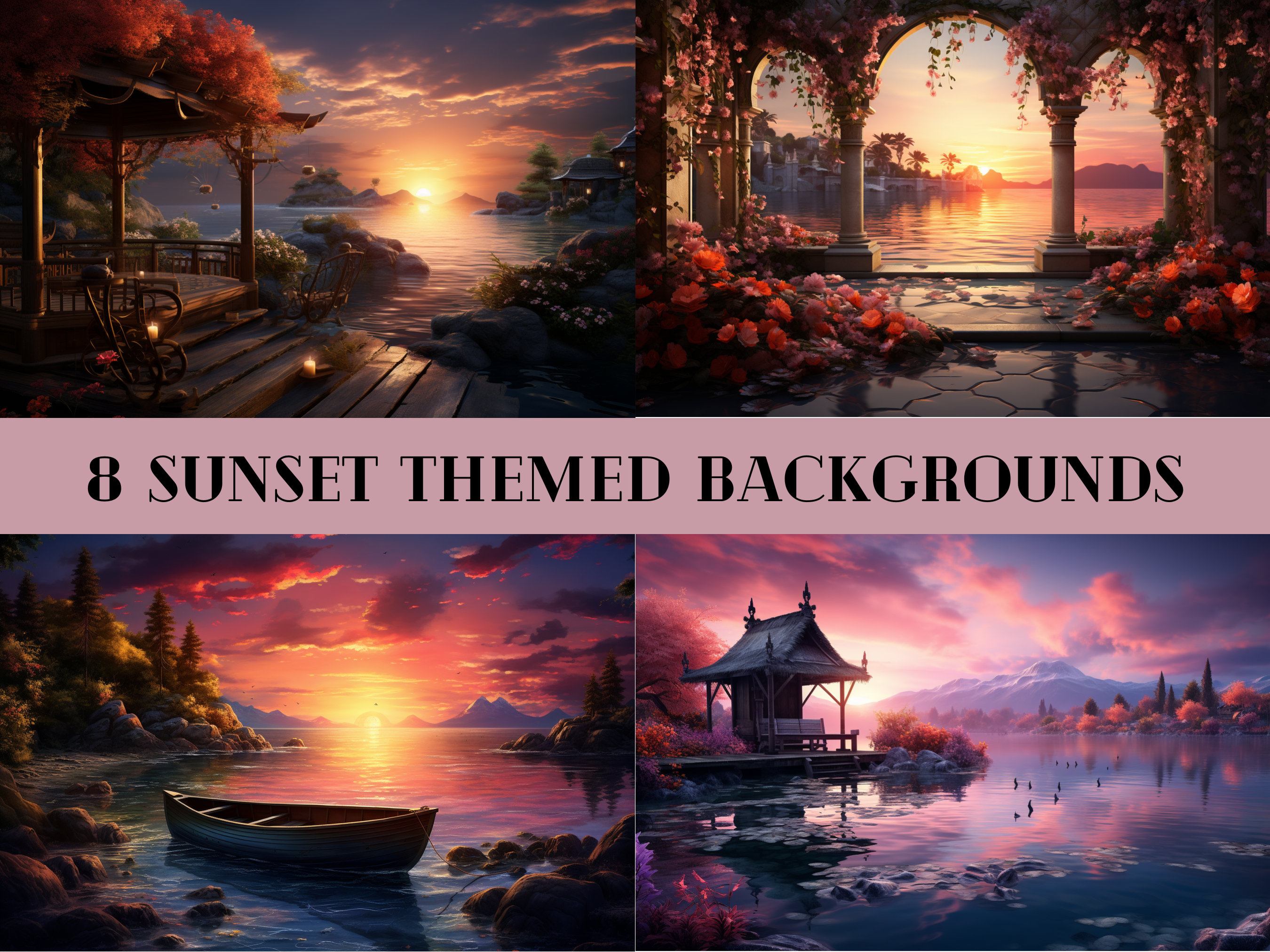 Sunset Digital Backdrop, Sunset Theme, Landscape Backdrop, Sky Backdrop ...