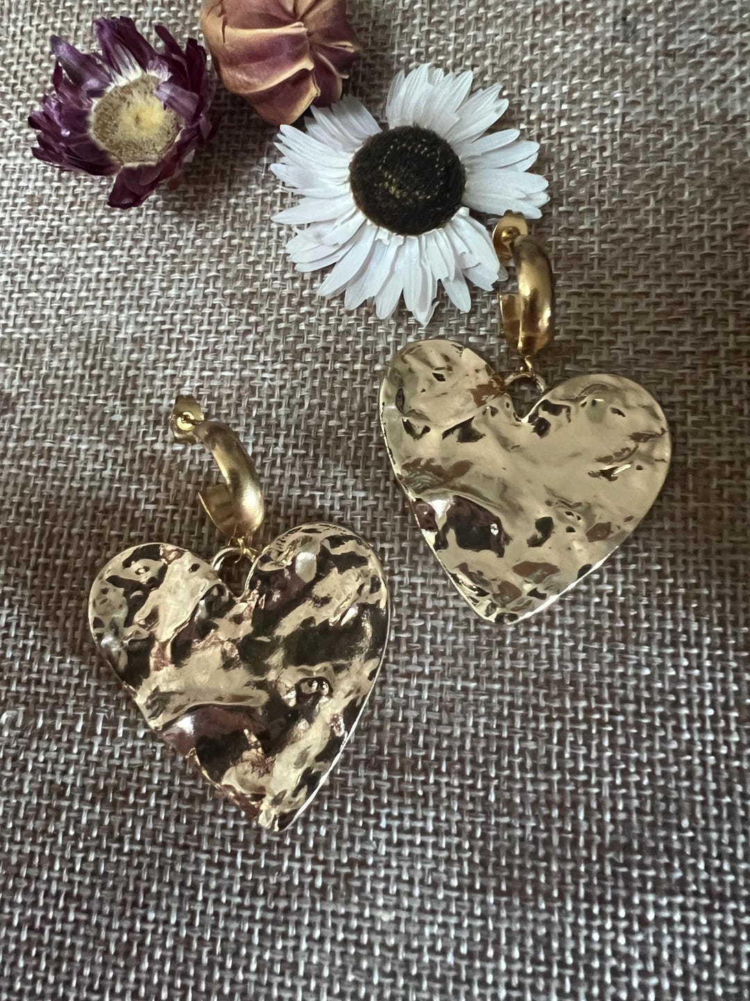 Sezane Pangea Style Gold Heart Earrings Lesbijouxdeprune - Etsy