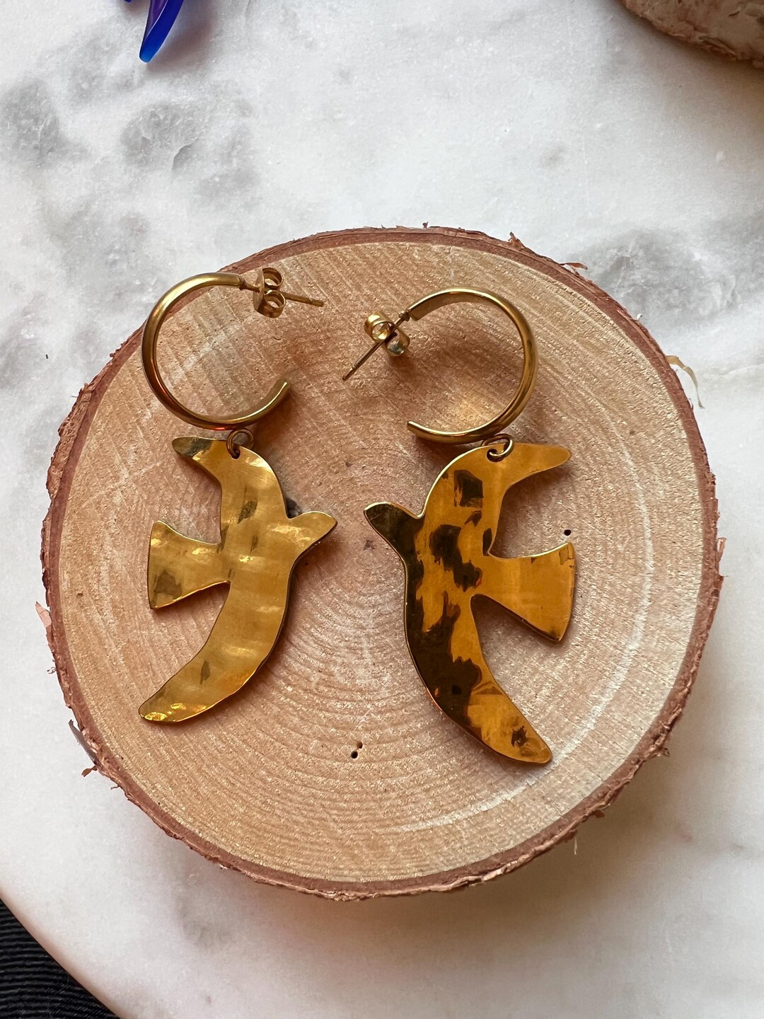 Sezane Pangea Style Earrings Bird Dove Style Blue Green White or Marble ...