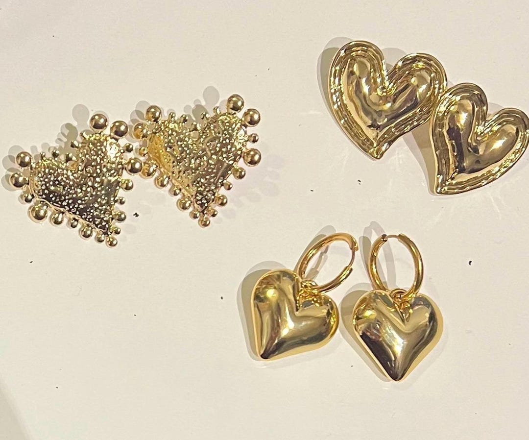 Pippa-style Gold Heart Earrings, Sézane Style, Agatha, Lesbijouxdeprune ...