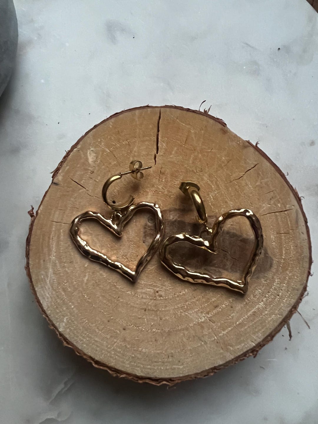 Heart Earrings in Sézane Style Gold Lesbijouxdeprune - Etsy