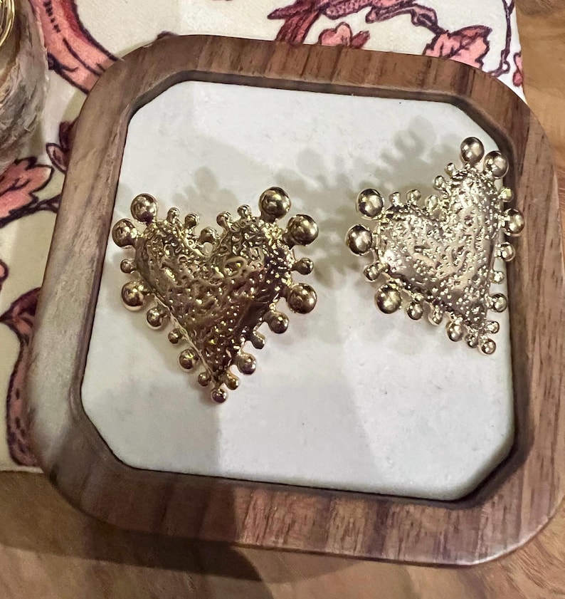 Pippa-style Gold Heart Earrings, Sézane Style, Agatha, Lesbijouxdeprune ...