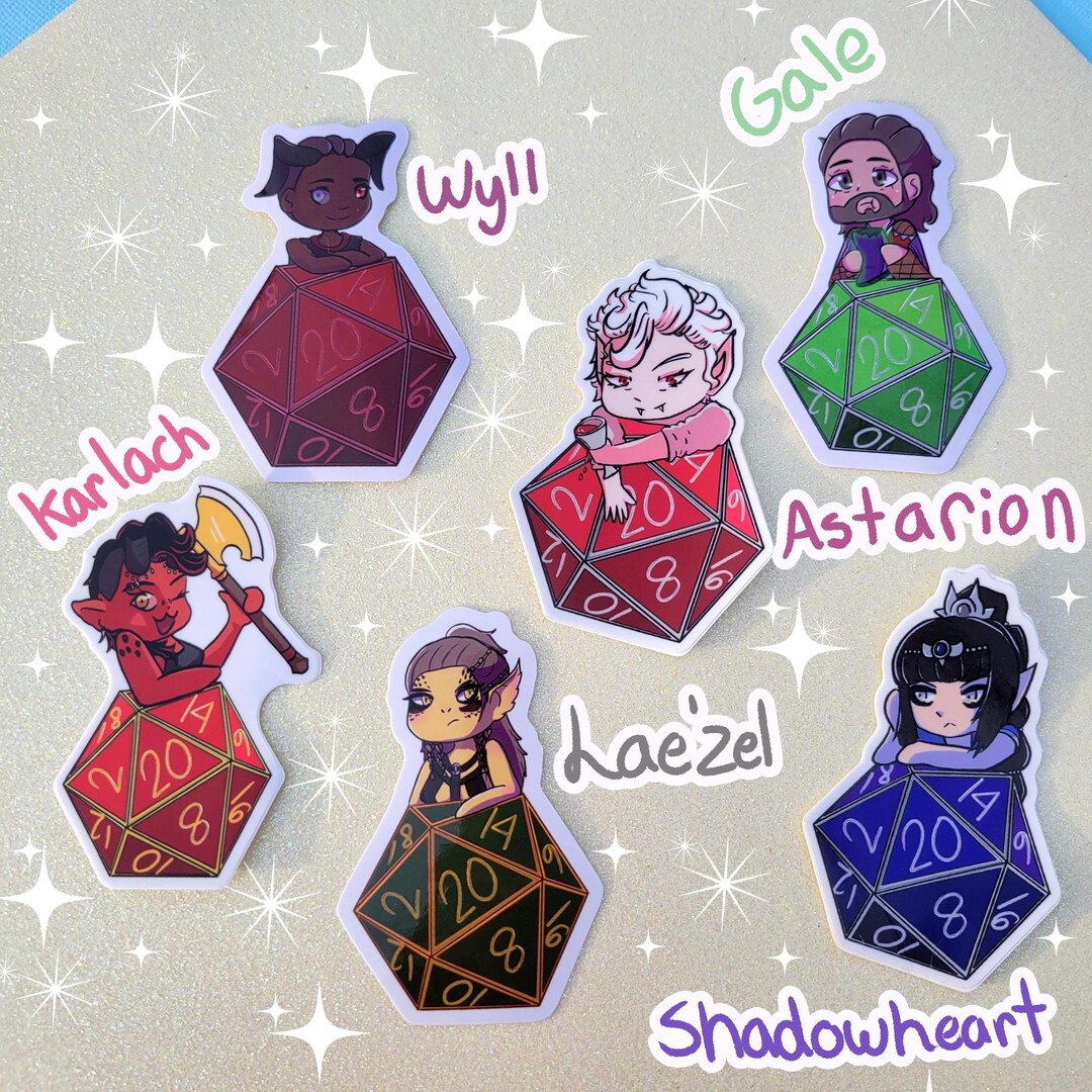 Baldur’s Gate 3 Vinyl Sticker | Chibi D20 Dice Origin Characters | BG3 ...