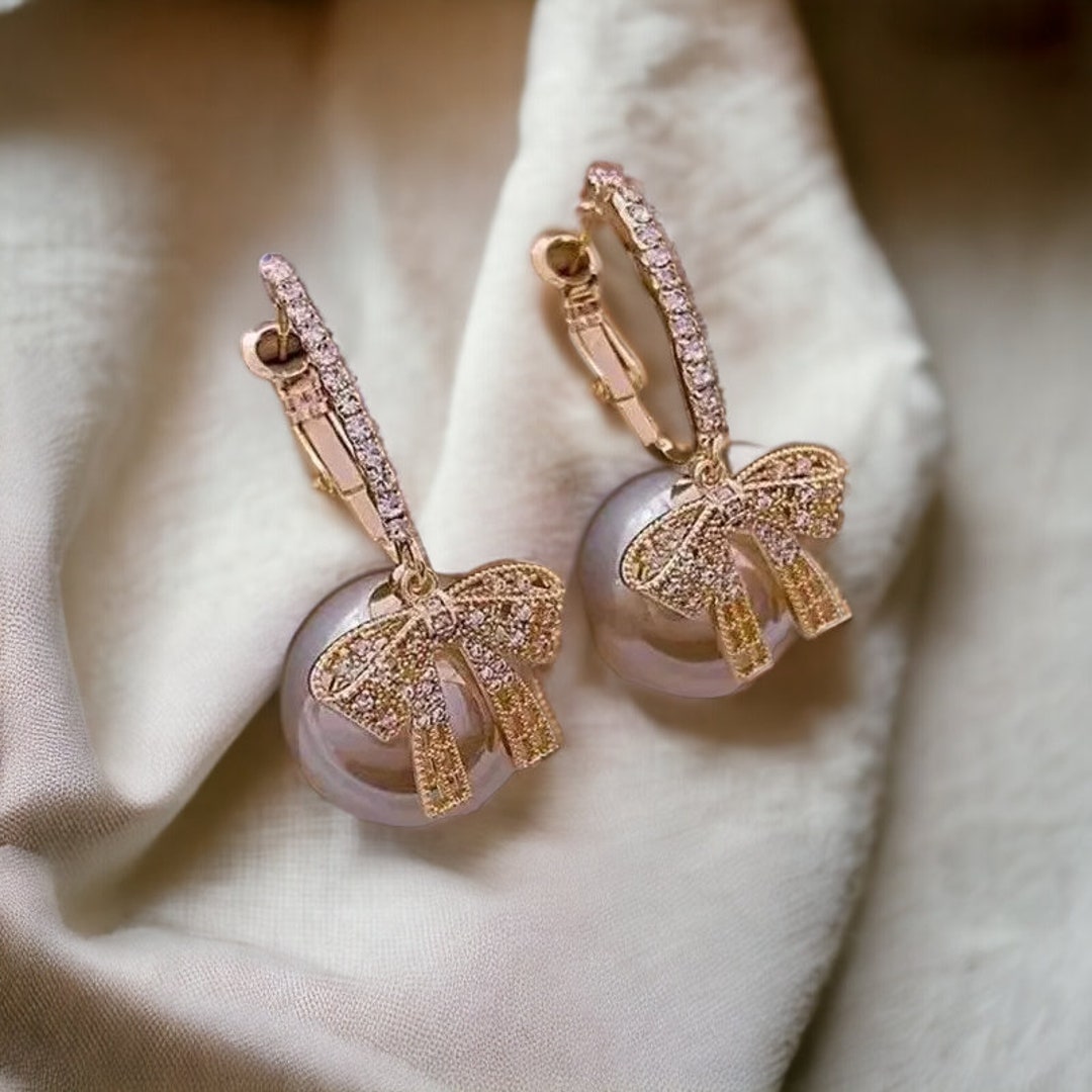 Dainty Gold Small Pearl Earrings, Delicate Cute Minimalistic Hoop ...