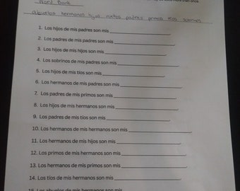 Spanish Intermediate Worksheet Bundle 100 Spanish Vocabulary Worksheets ...