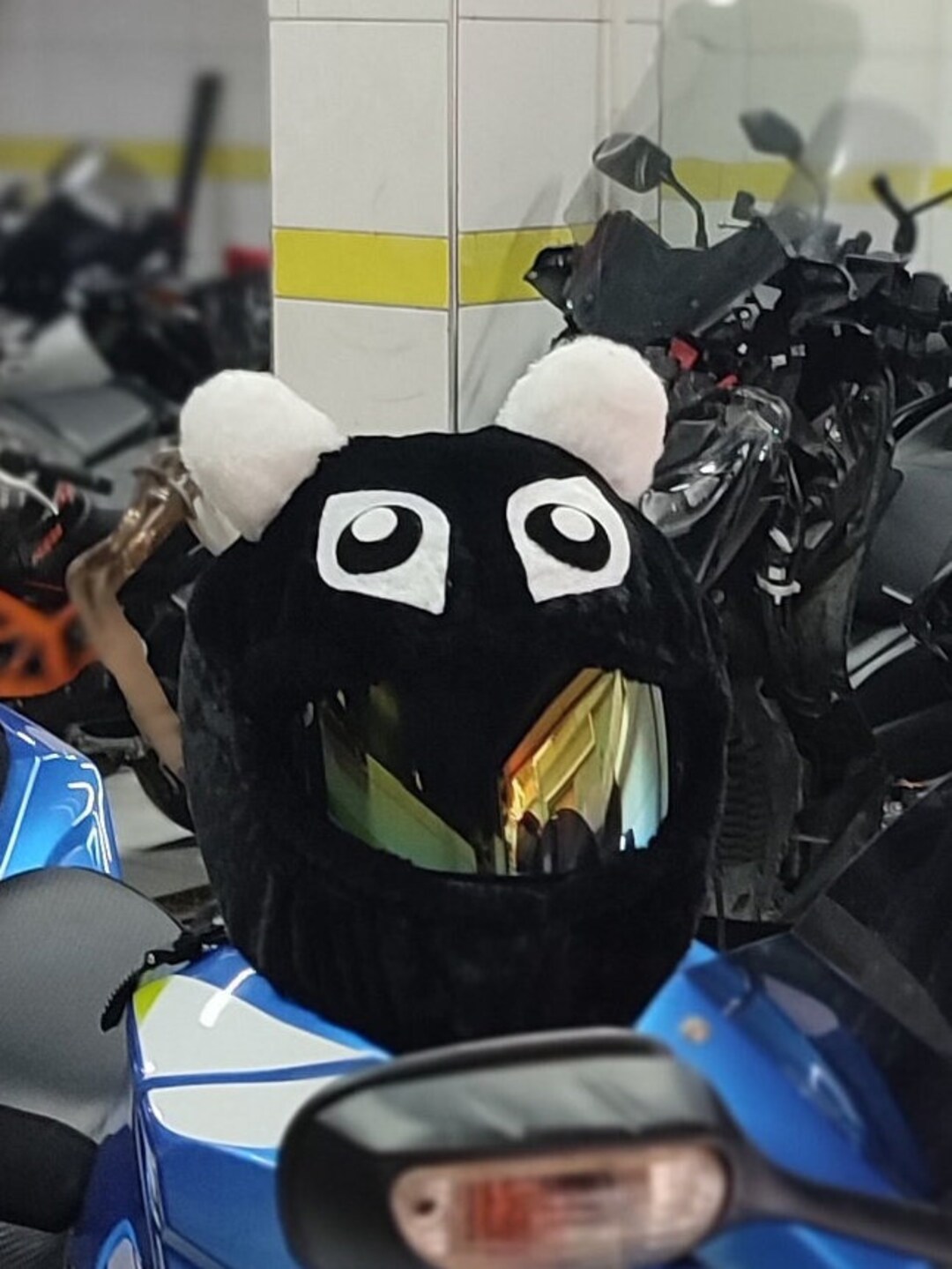 Cat Helmet Cover, Cat Helmet Mask, Helmet Plush, Motorcycle Accessory ...