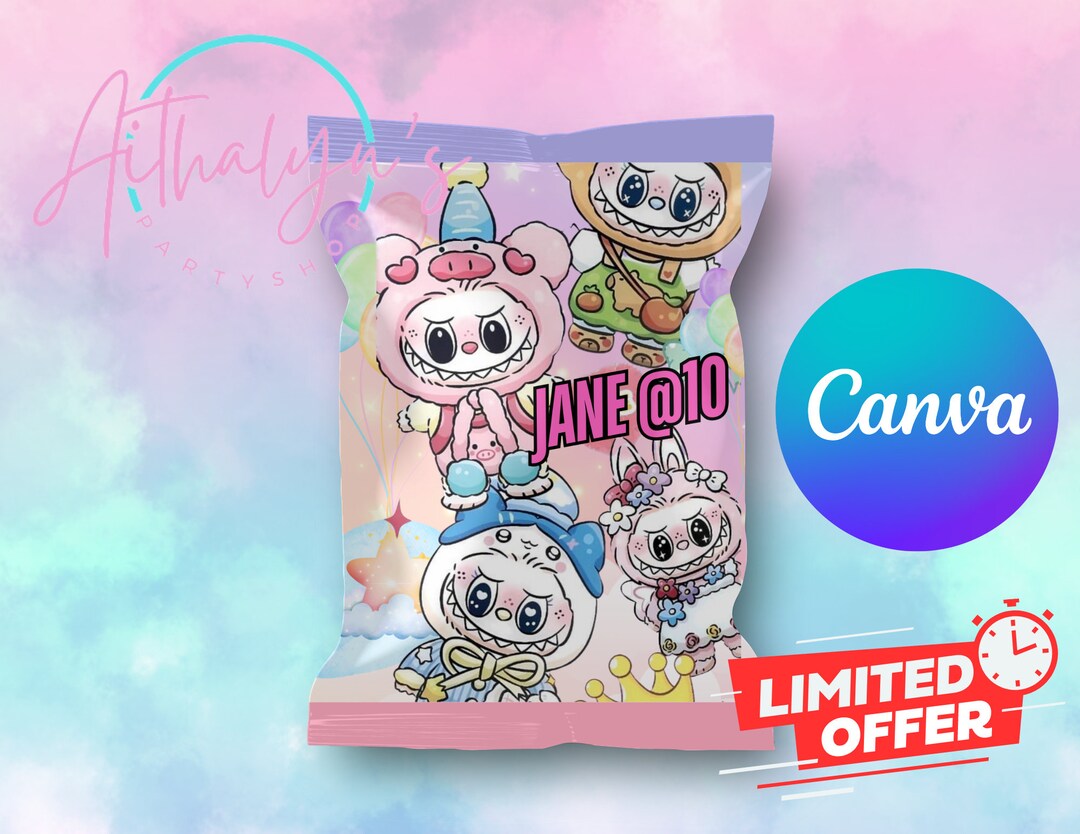 Bubu Theme Chip Bags Cute Bubu Design Editable Tamplate Kids Birthday ...