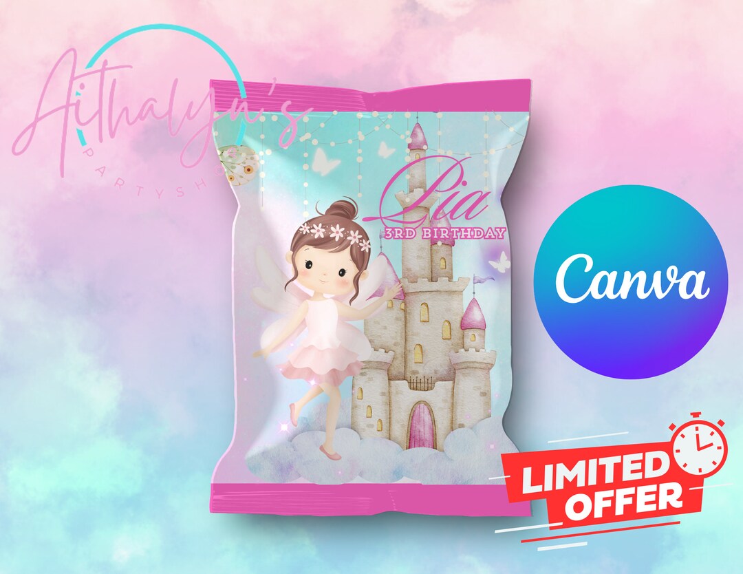 Fairy Chip Bags, Cute Pink Fairy Bags, Personalized, Pastel Color ...