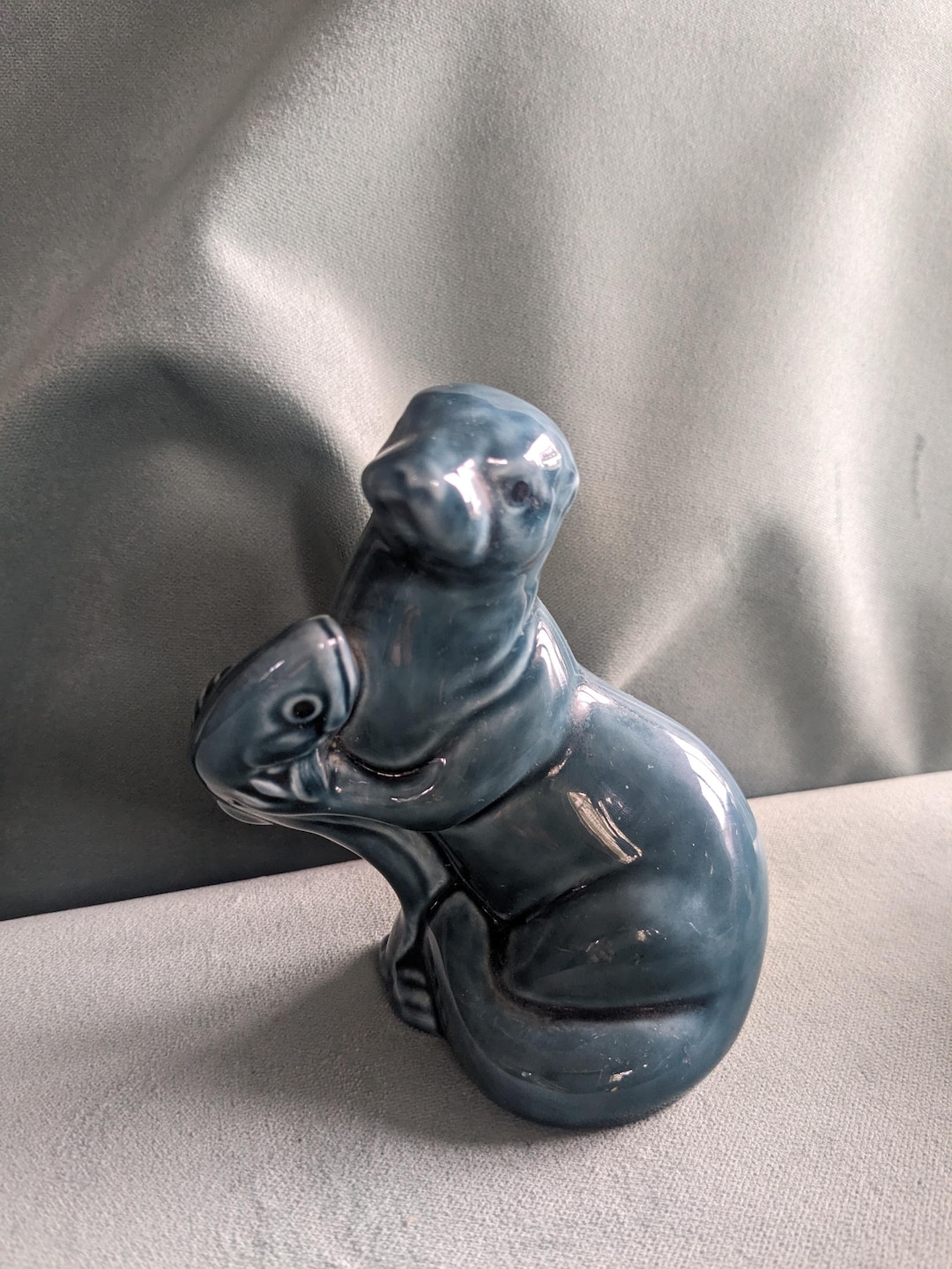 Otter Figurine With Fish Poole Pottery Otter and Fish, Vintage Poole ...