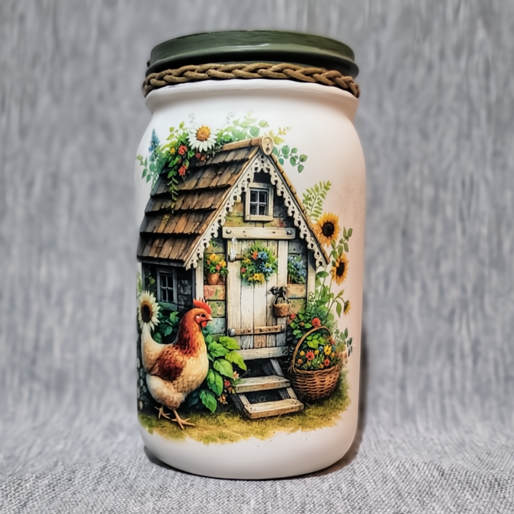 Chicken & Colorful Chickencoop Mason Jar 2 Housewarming Gift. Kitchen ...
