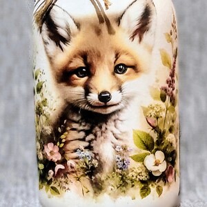 Sweet Baby Fox and Wildflowers Mason Jar ~ Hand-painted & Decoupaged ...