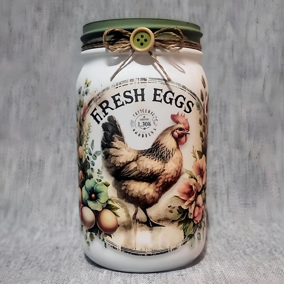 Rustic Farmhouse Decoupaged Mason Jar ~birthday Gift. Housewarming Gift ...