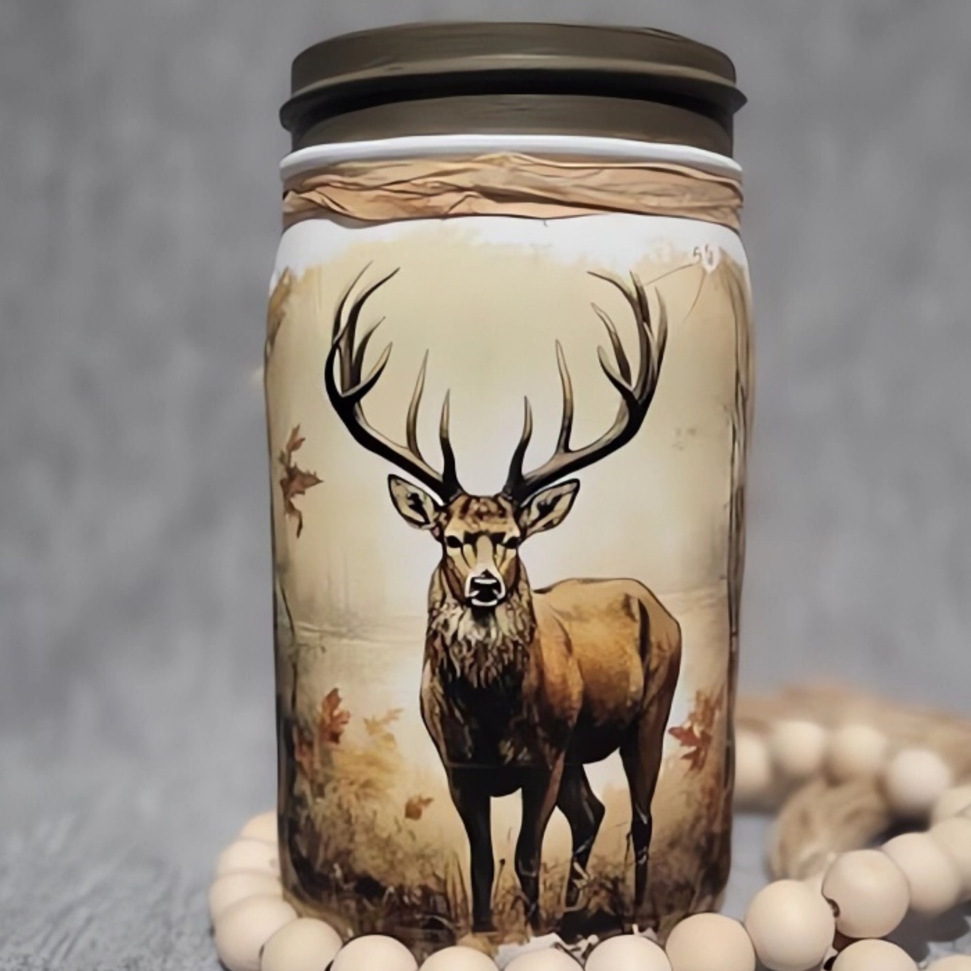 Hand-painted Deer Mason Jar With 'sliding Bow' - Etsy