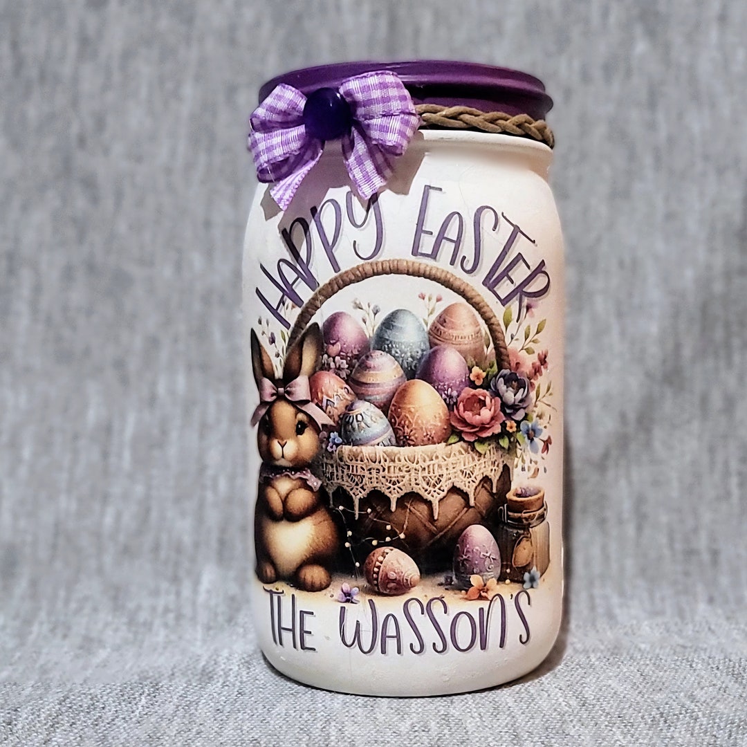 Happy Easter Mason Jar #1 ~ Can Be Personalized ~ Easter Decor ...