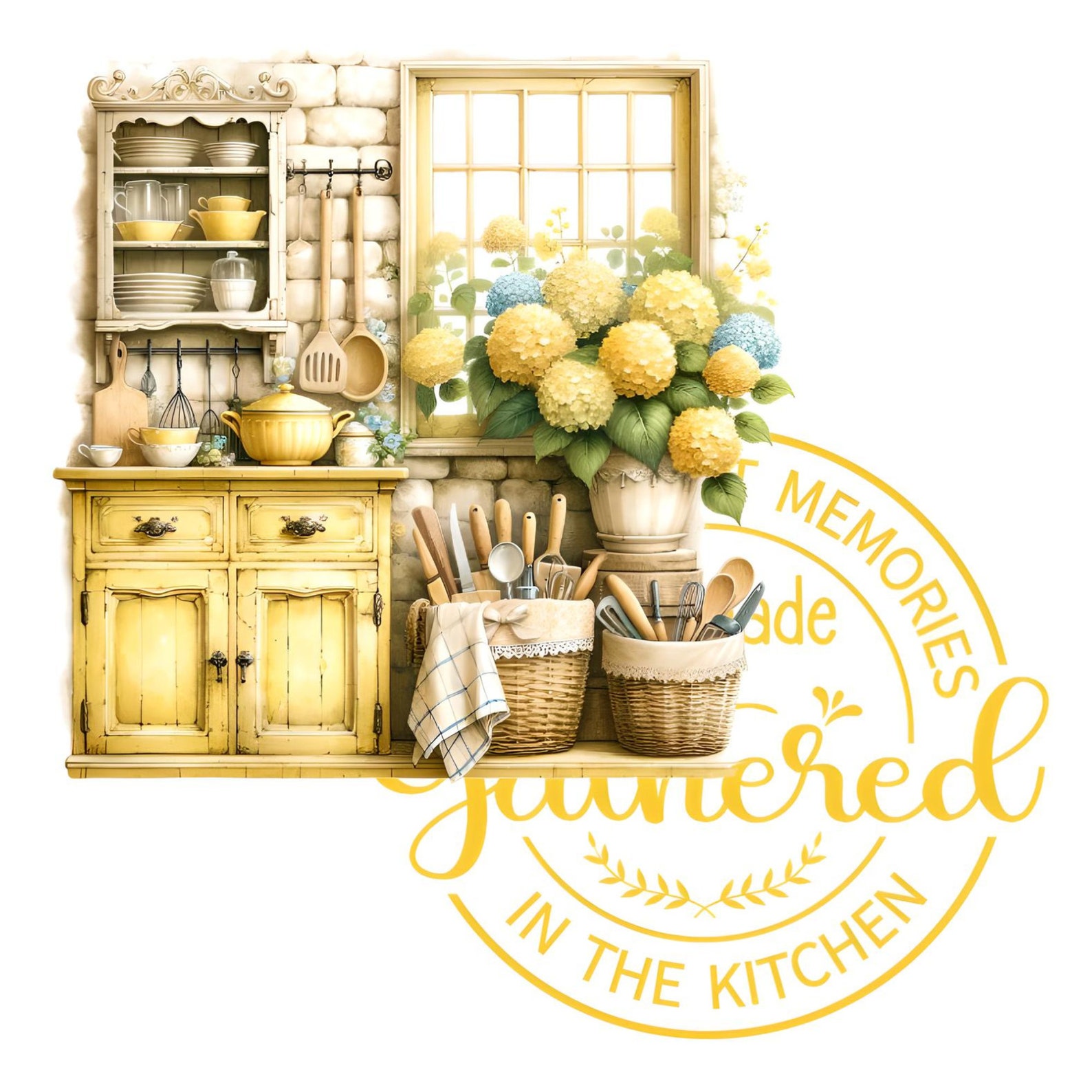 Cottagecore Kitchen Decoupaged Mason Jar ~ Multiple Kitchens to Choose ...