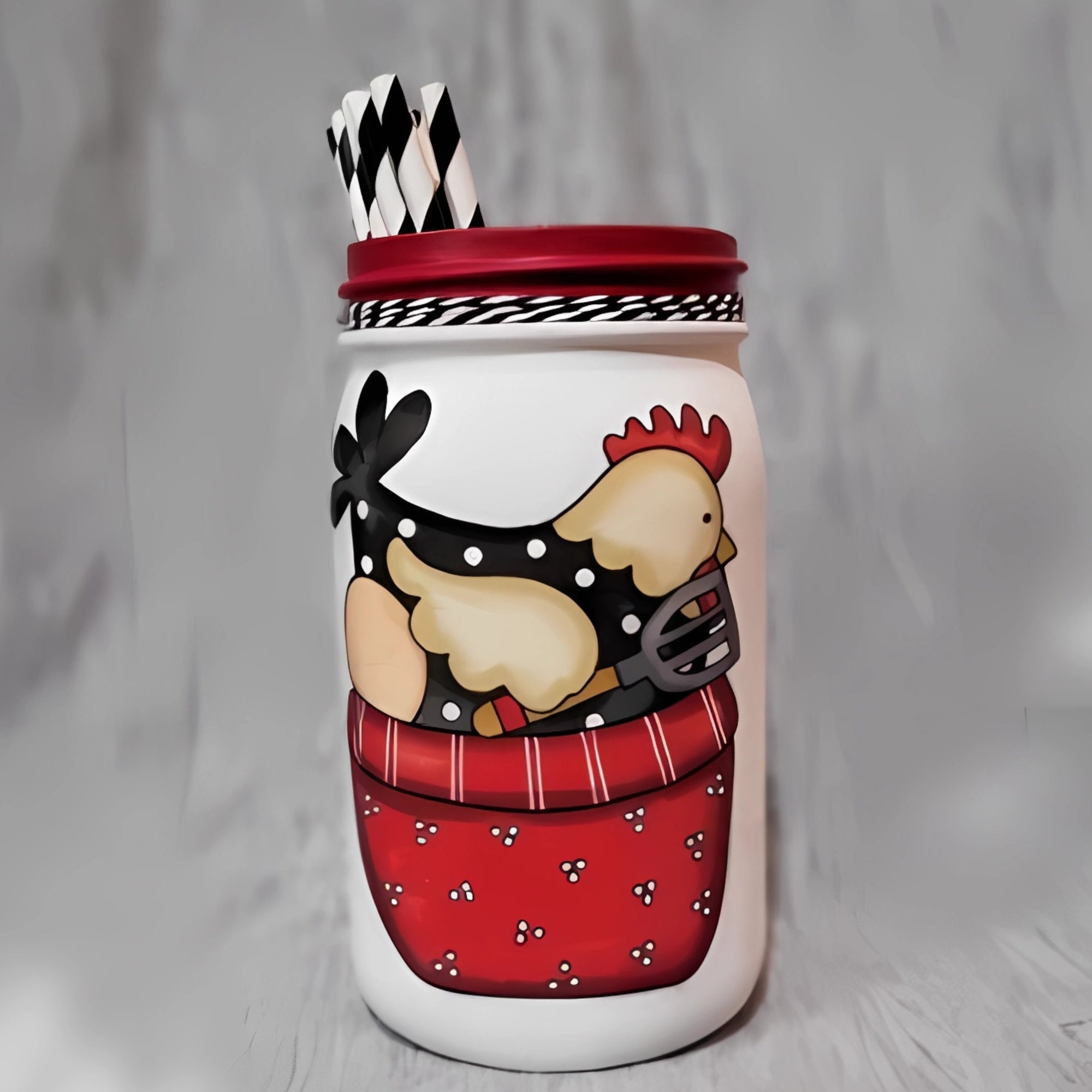 Cute Chicken Decoupaged Mason Jar Utensil Holder. Birthday Gift ...
