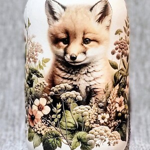 Sweet Baby Fox and Wildflowers Mason Jar ~ Hand-painted & Decoupaged ...