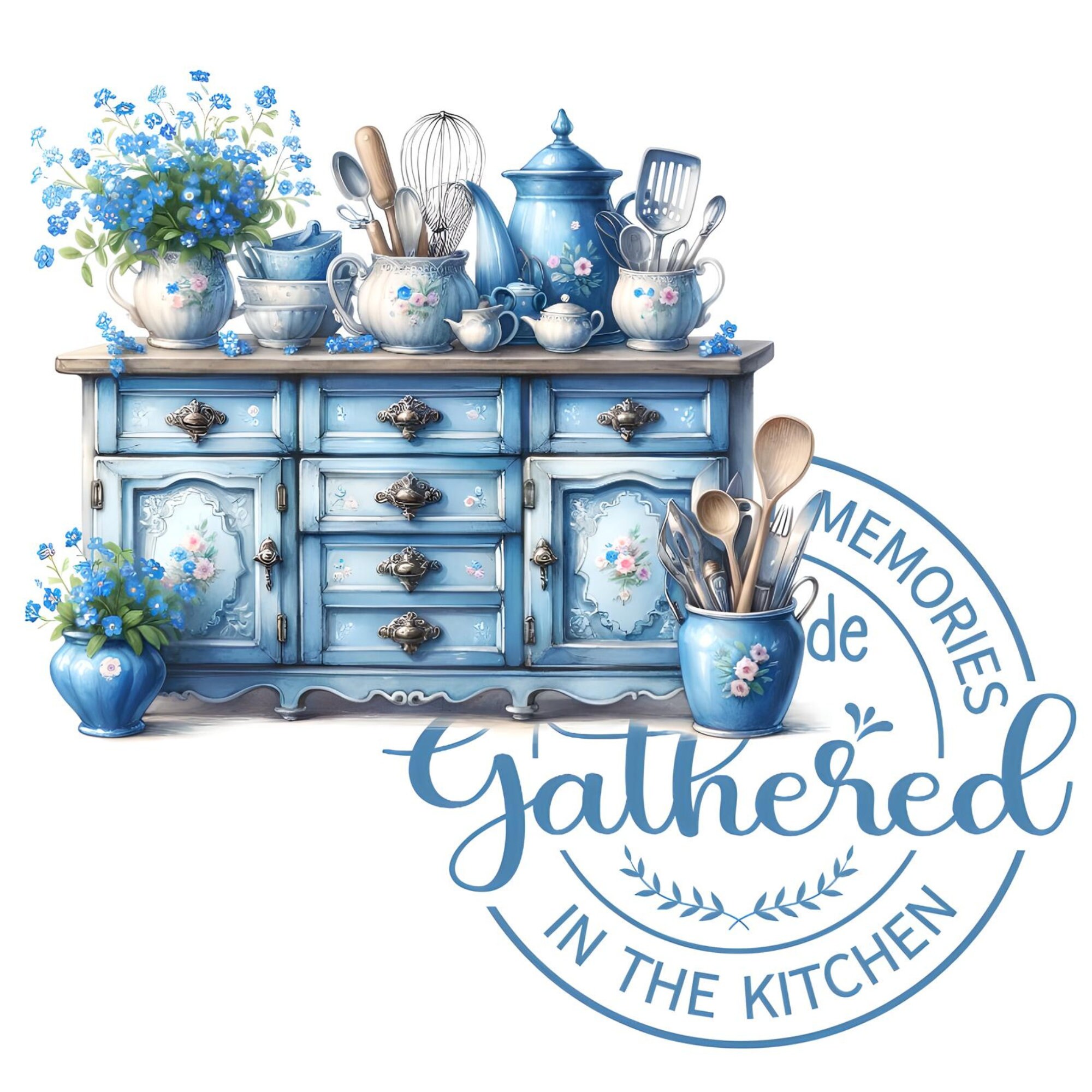 Cottagecore Kitchen Decoupaged Mason Jar ~ Multiple Kitchens to Choose ...