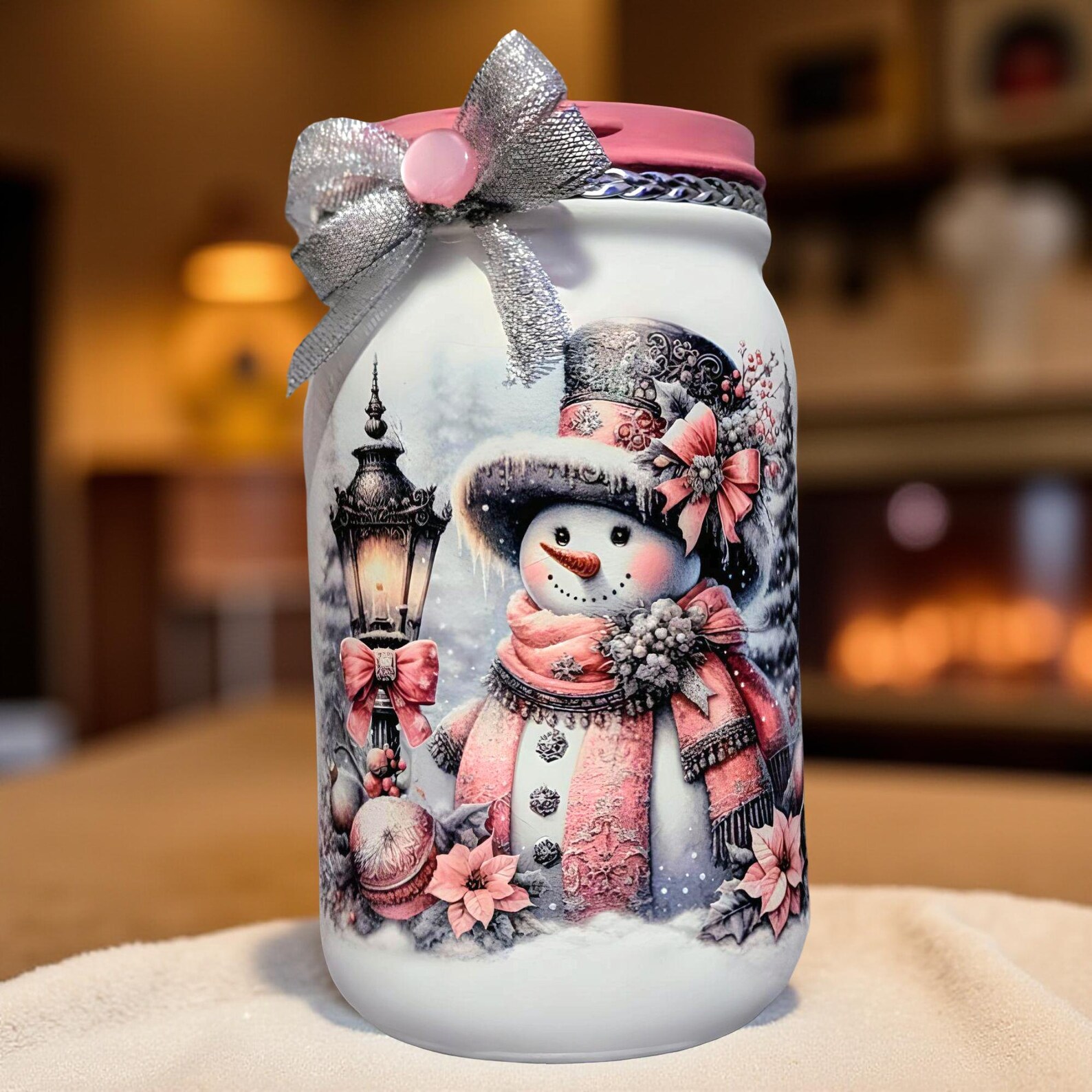 Handcrafted Snowman Mason Jar: Holiday Centerpiece, Vase, Tealight ...