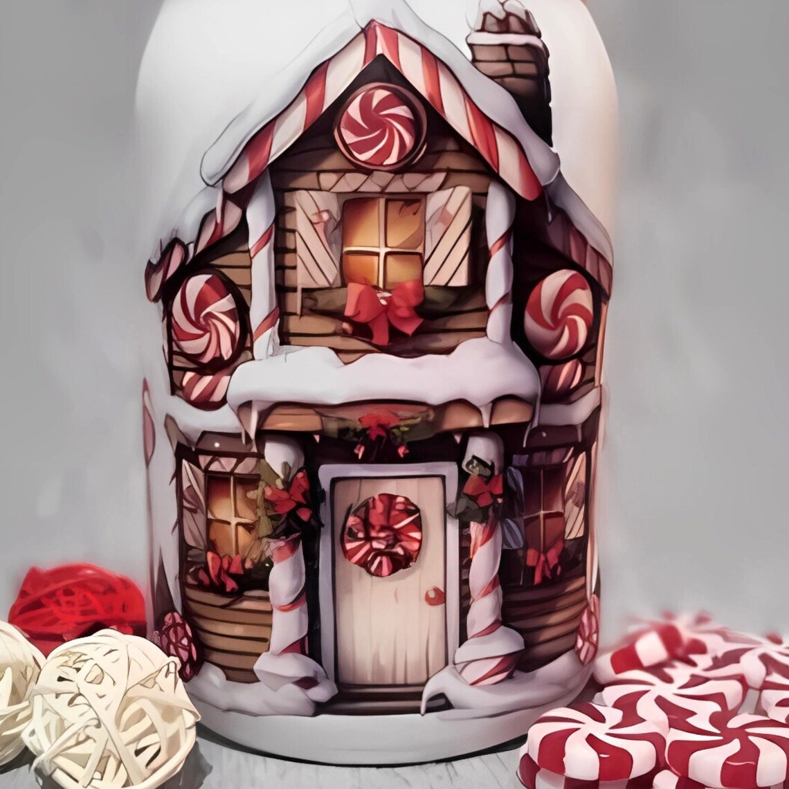 Gingerbread Decoupaged Mason Jar #1 ~ Can Be Personalized. Centerpiece ...