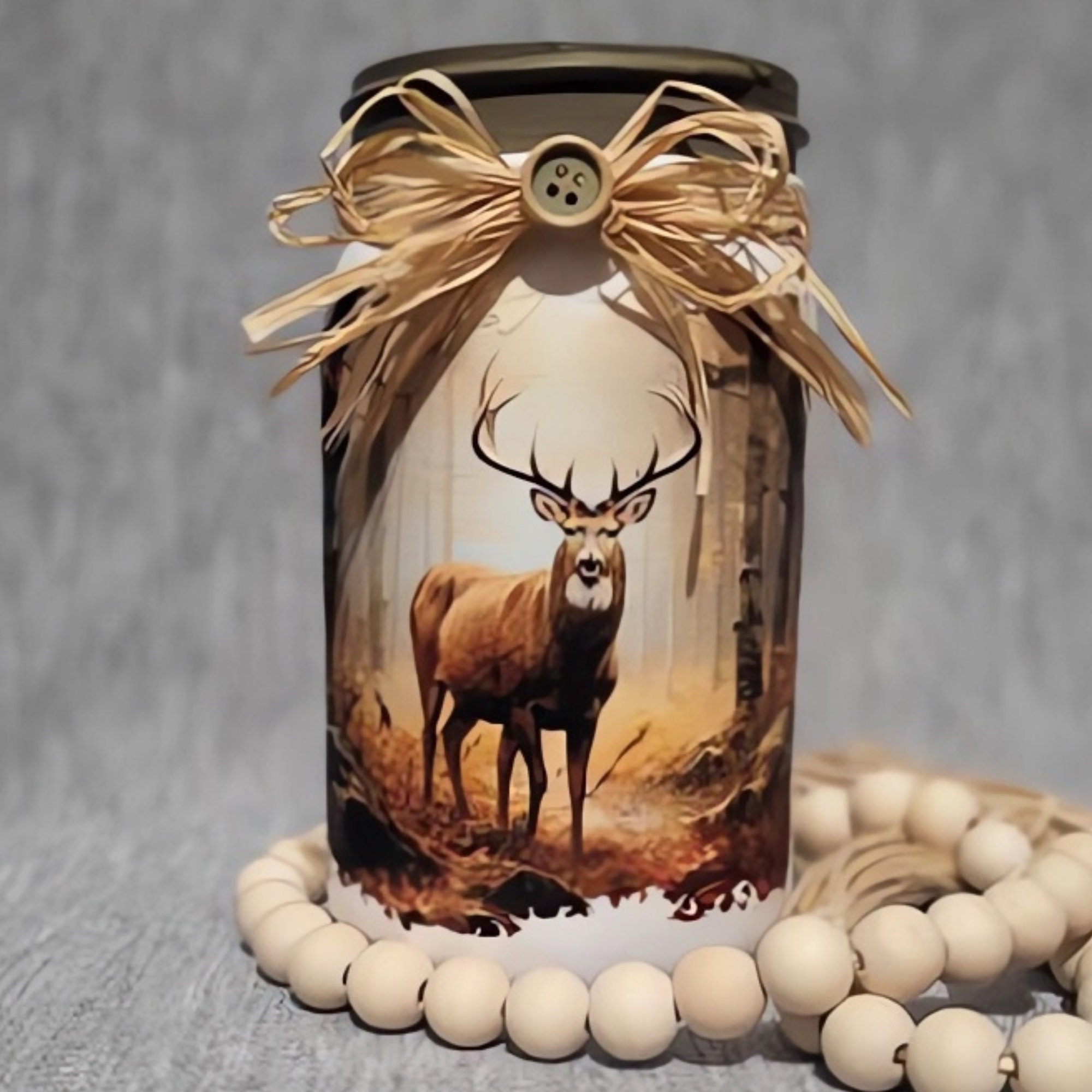 Hand-painted Deer Mason Jar With 'sliding Bow' - Etsy