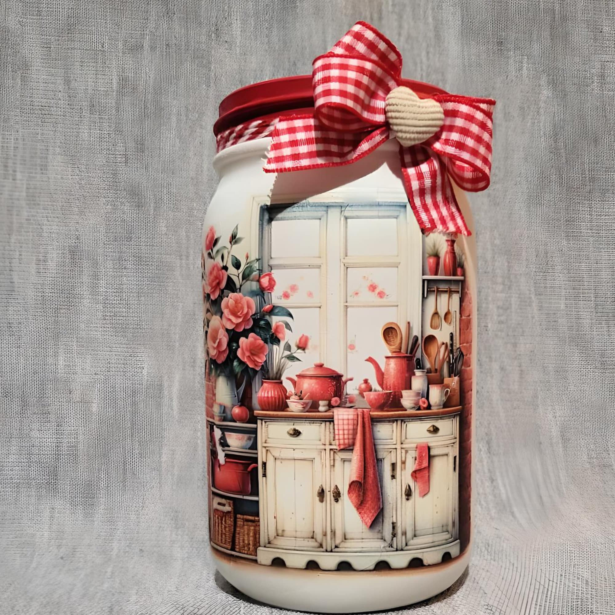 Cottagecore Kitchen Decoupaged Mason Jar Multiple Kitchens to Choose ...