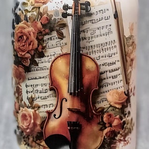 Romantic Violin & Sheet Music Decoupaged Mason Jar ~ Centerpiece/vase ...