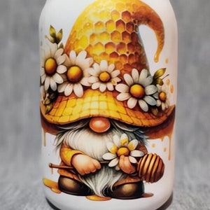 Honey Bee and Daisies Decoupaged Gnome Mason Jar ~ Housewarming Gift ...