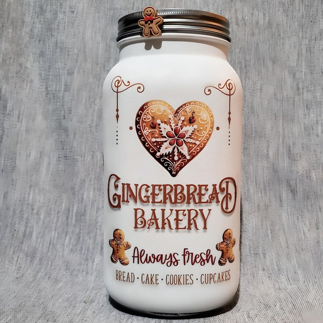 Gingerbread Decoupaged Cookie/mason Jar ~ Available in 1/2 Gallon or ...