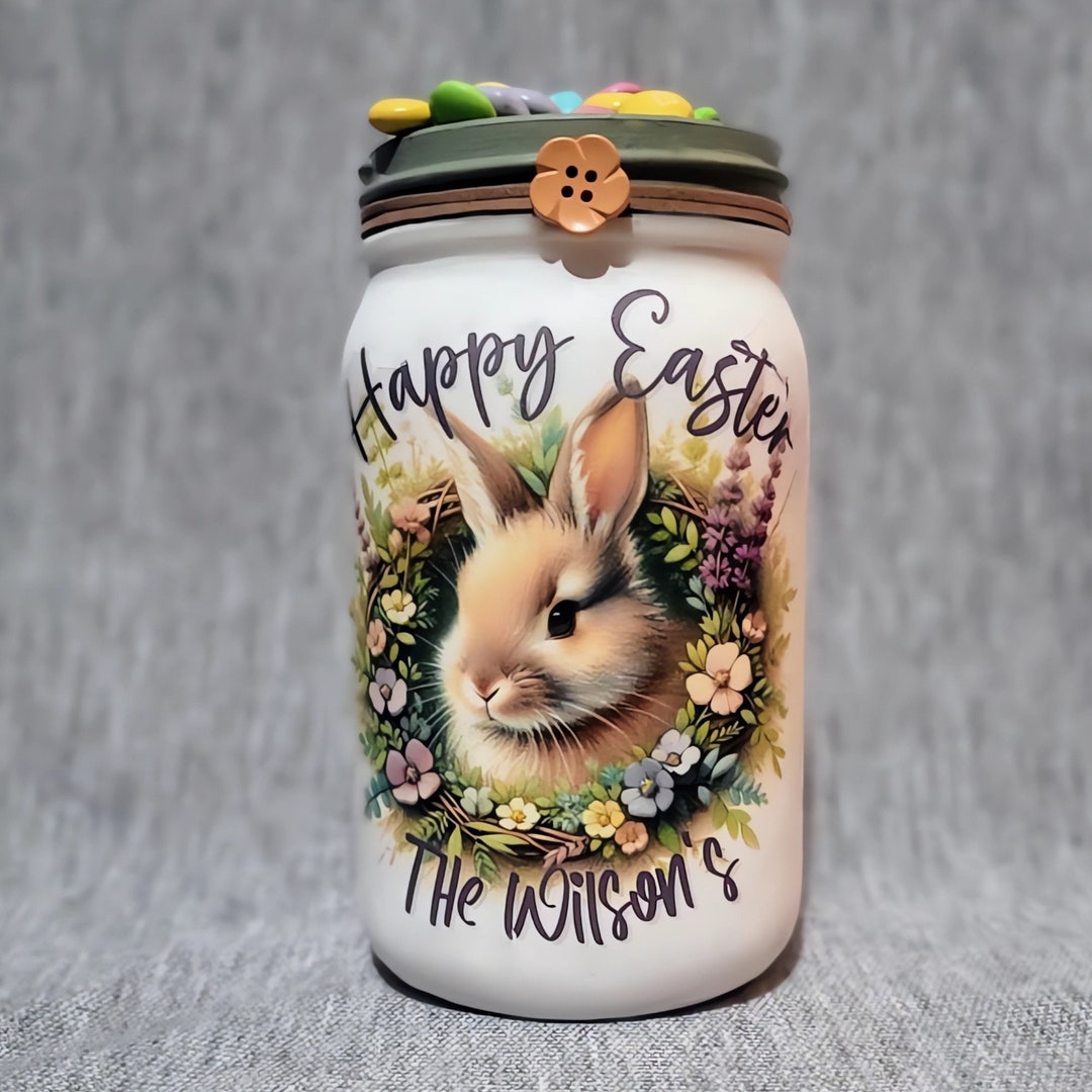 Happy Easter Mason Jar #2 ~ Can Be Personalized ~ Easter Decor ...