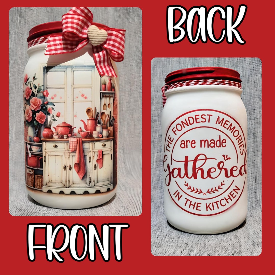 Cottagecore Kitchen Decoupaged Mason Jar Multiple Kitchens to Choose ...