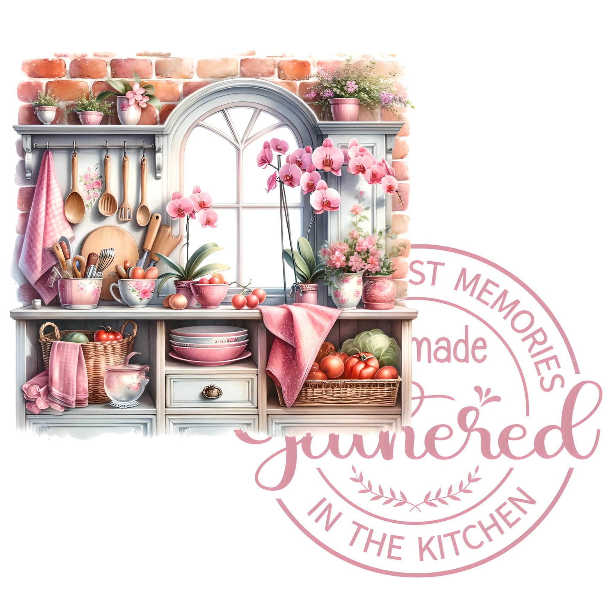 Cottagecore Kitchen Decoupaged Mason Jar ~ Multiple Kitchens to Choose ...