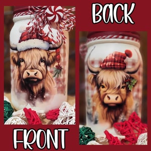 Highland Cow Christmas Decoupaged Mason Jar #2 ~ Centerpiece/vase ...