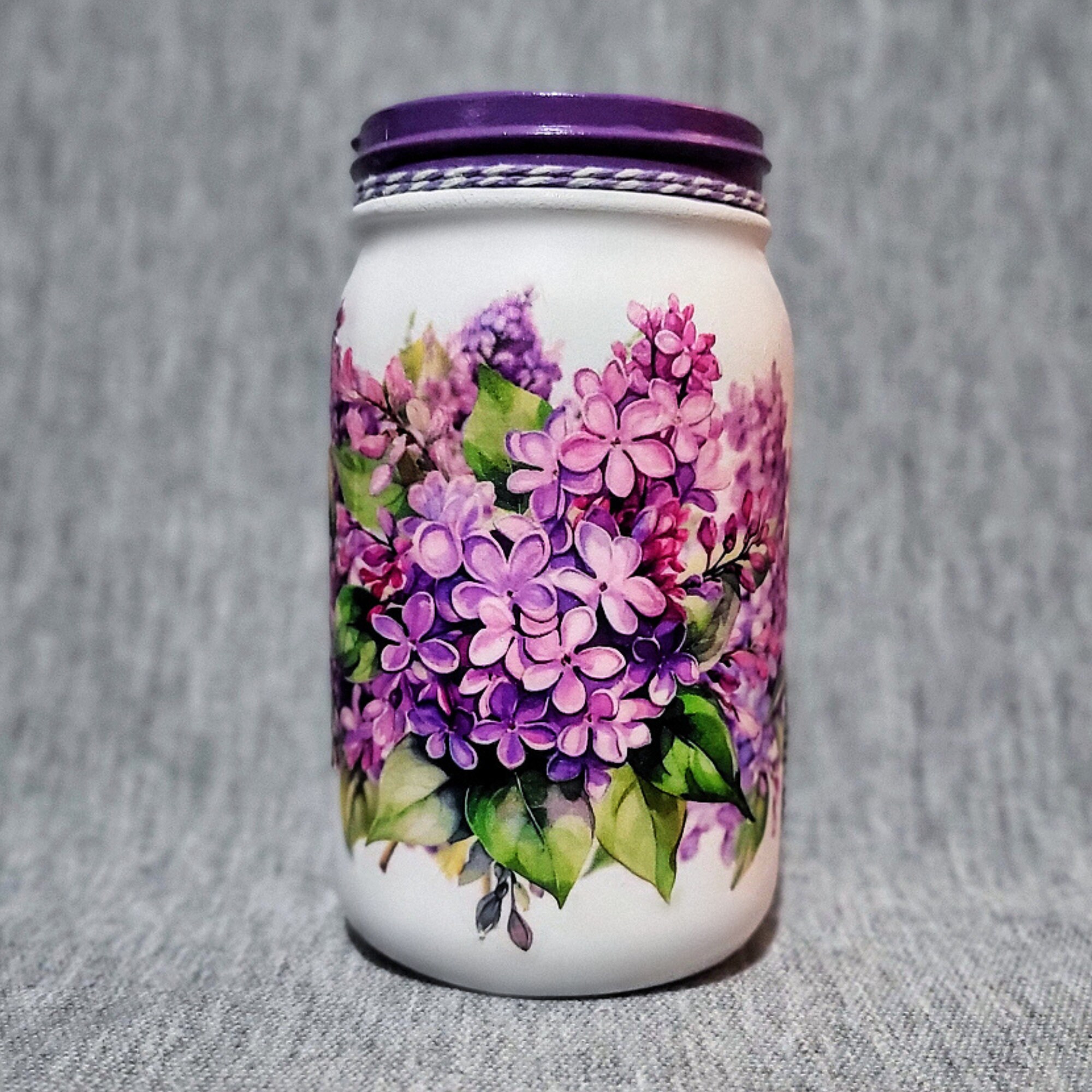 Springtime Lilacs & Hummingbird Mason Jar ~ Hand-painted and Decoupaged ...