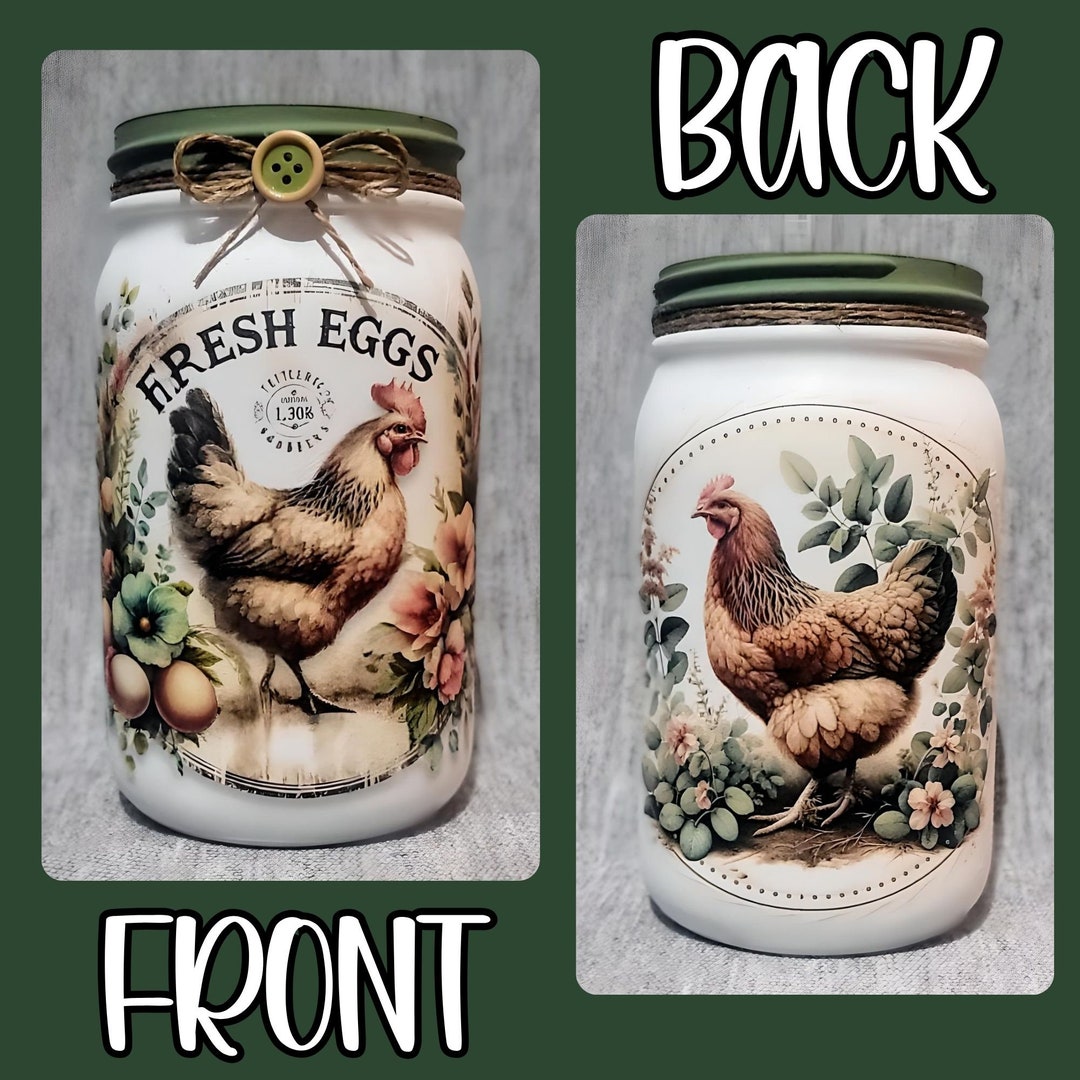 Rustic Farmhouse Decoupaged Mason Jar Available in 1/2 Gallon or Quart ...
