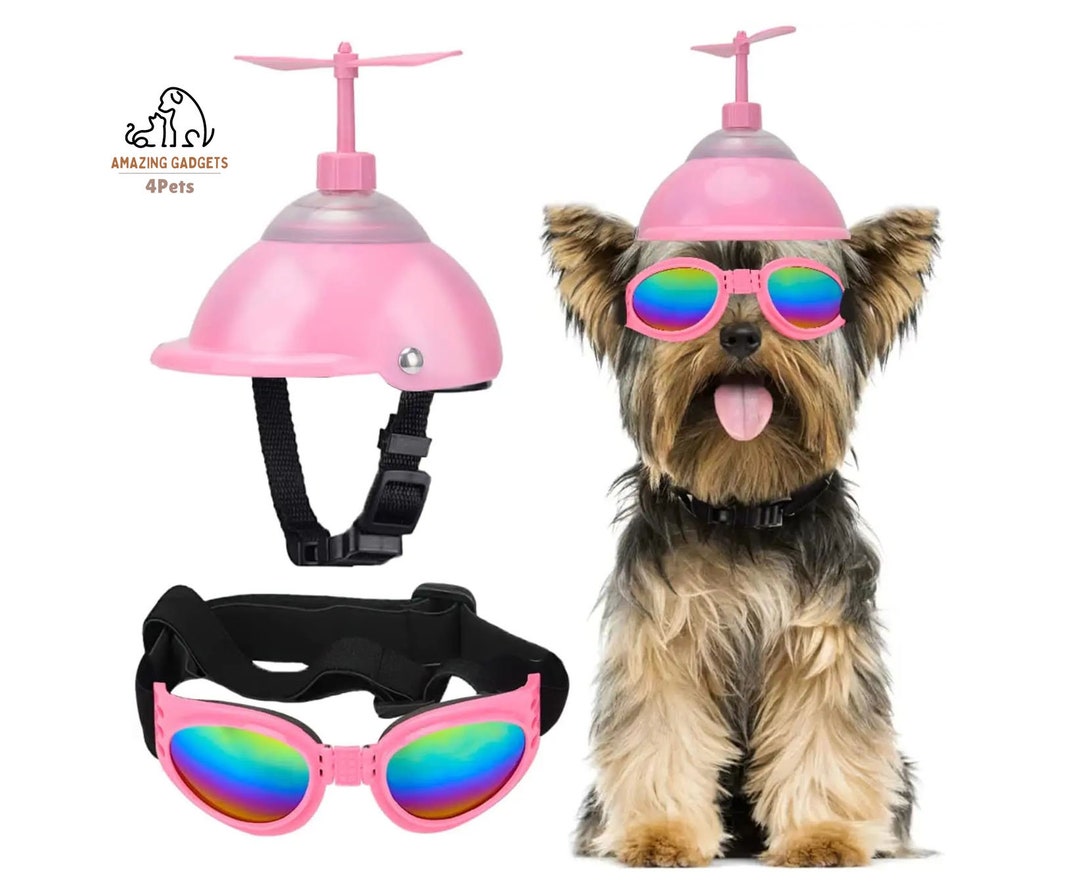 Dog Helmet and Goggles Puppy Sunglasses UV Protection PET Helmet With ...