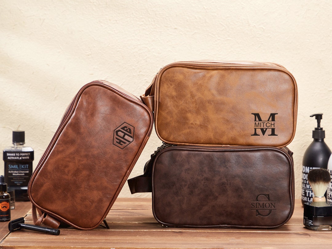 Personalized Leather Toiletry Bag Custom Dopp Kit Groomsmen Gift for ...