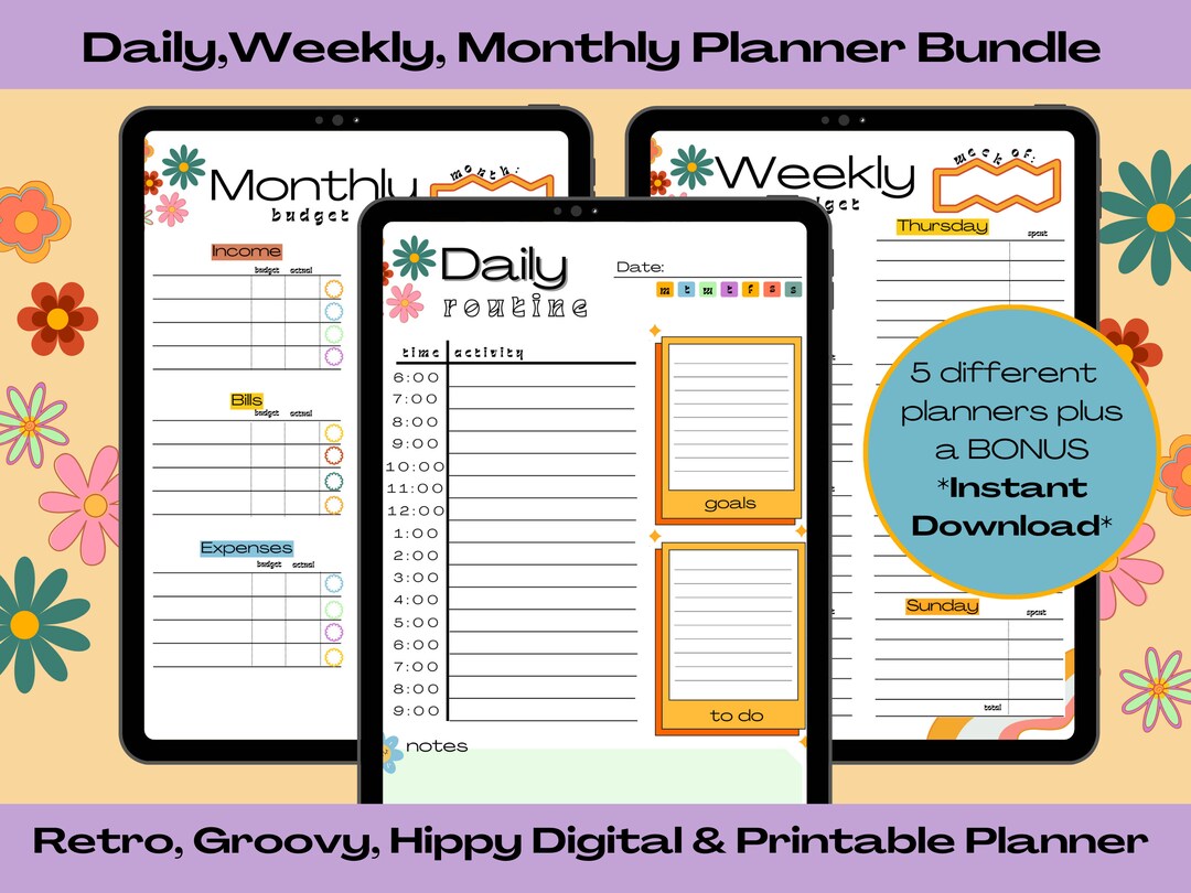 Digital Download & Printable Daily, Weekly, Monthly Planner | Habit ...