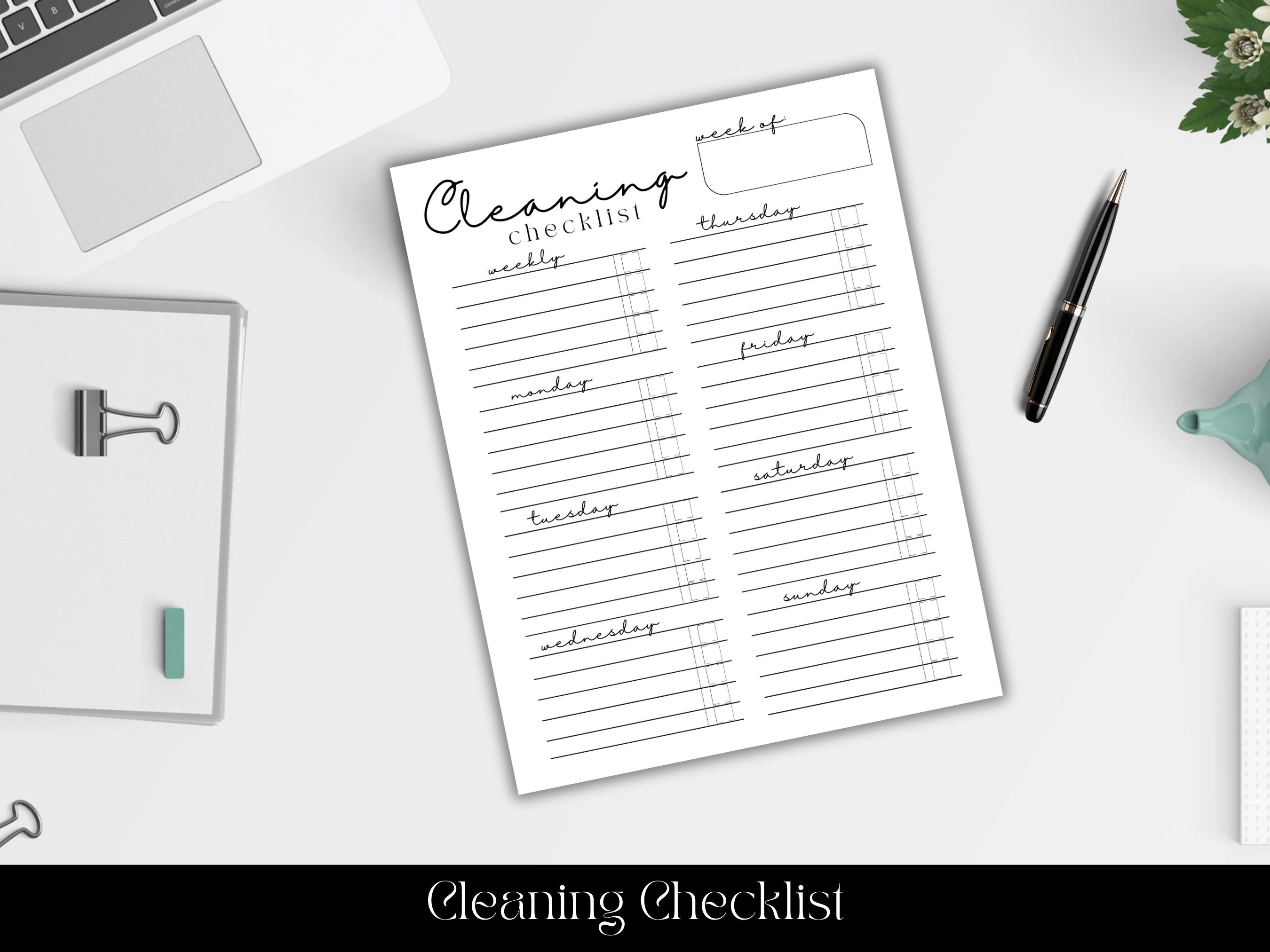 Minimalistic Cleaning Checklist, Routine Chart, ADHD Digital Planner ...