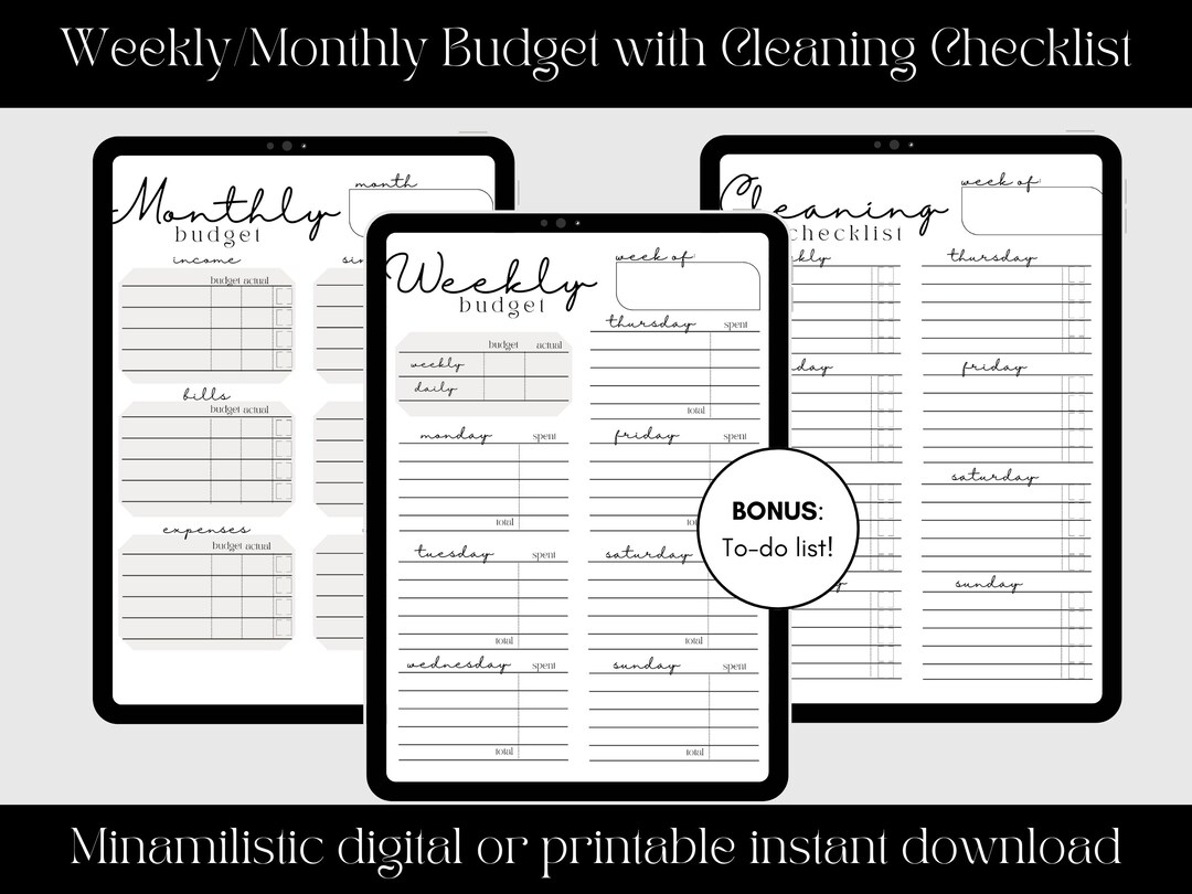 Minimalistic Cleaning Checklist, Routine Chart, ADHD Digital Planner ...