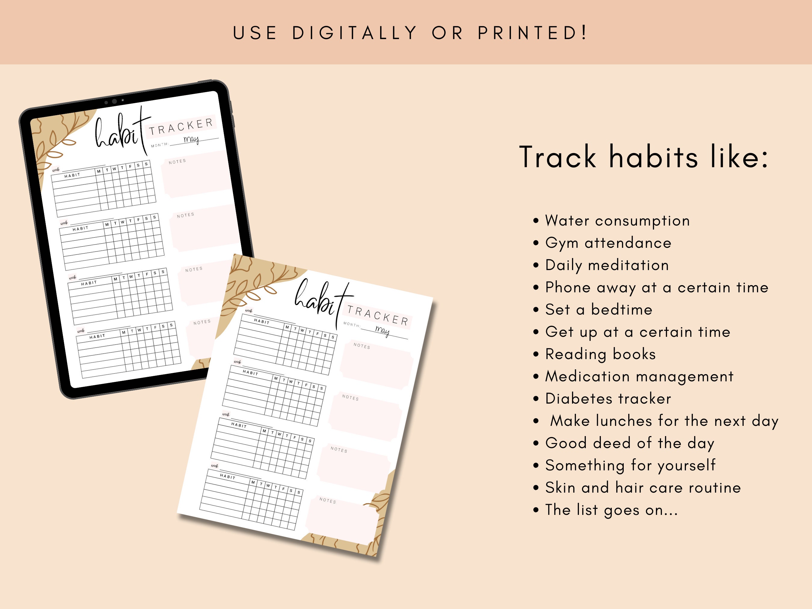 Boho Habit Tracker, Printable Monthly Habit Tracker, Habit Tracker Year ...