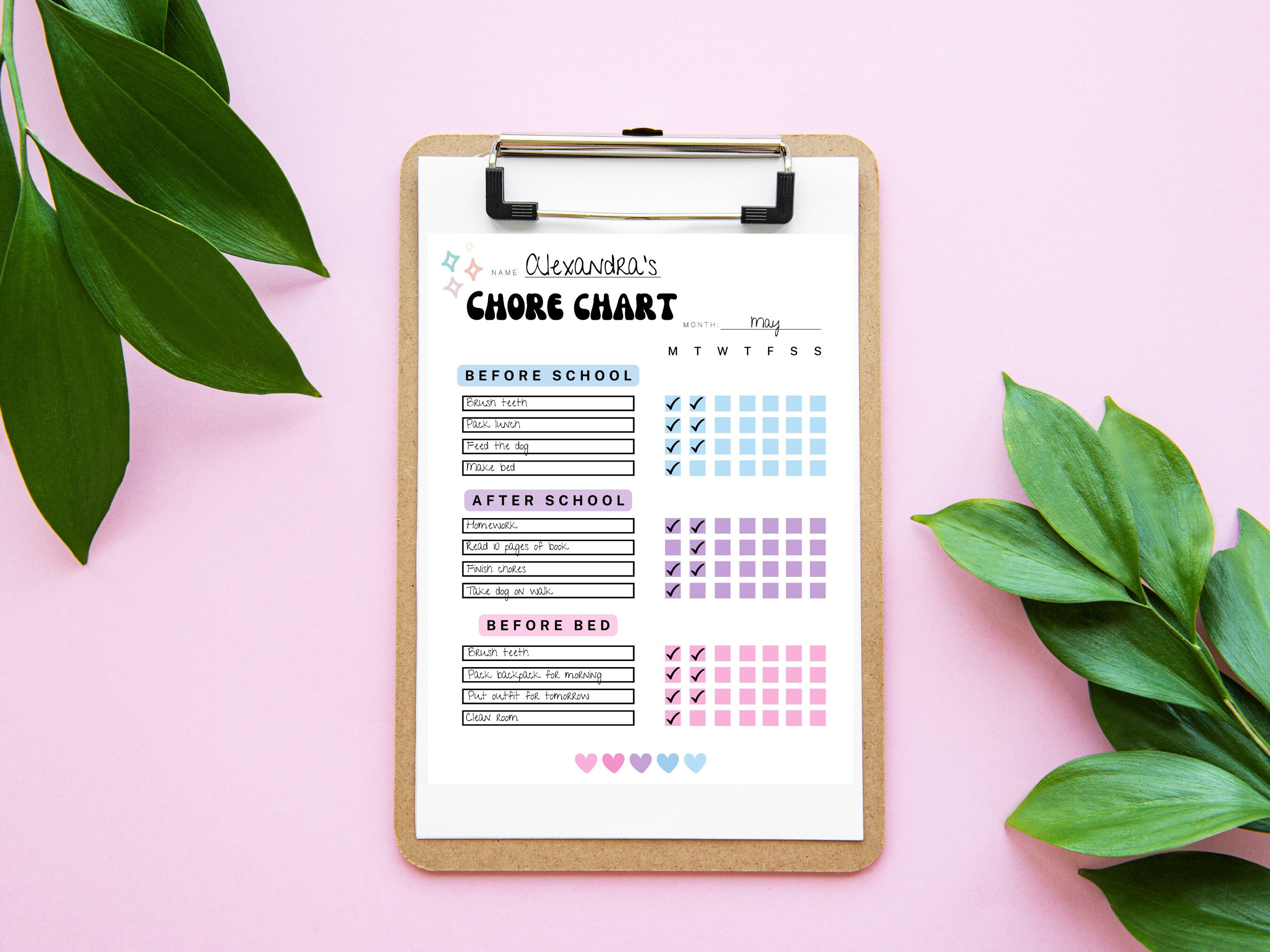 Habit Tracker, Printable Before & After Kids Chore Checklist, Habit ...